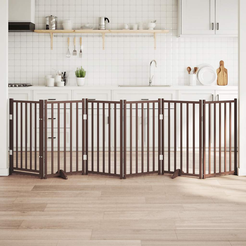 Barrière pour chiens avec porte 6 panneaux bois de sapin massif vidaXL ...