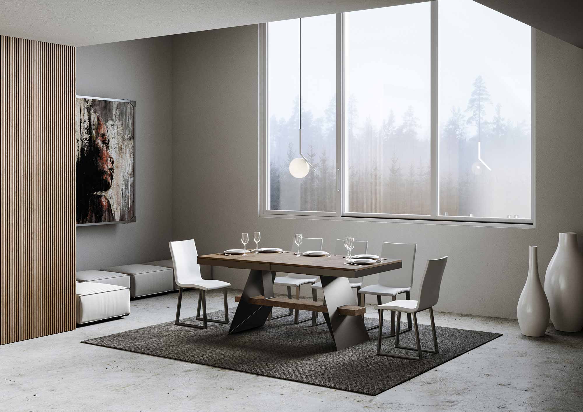 Table extensible 90x180/440 cm Baita Evolution Noyer cadre Anthracite ...