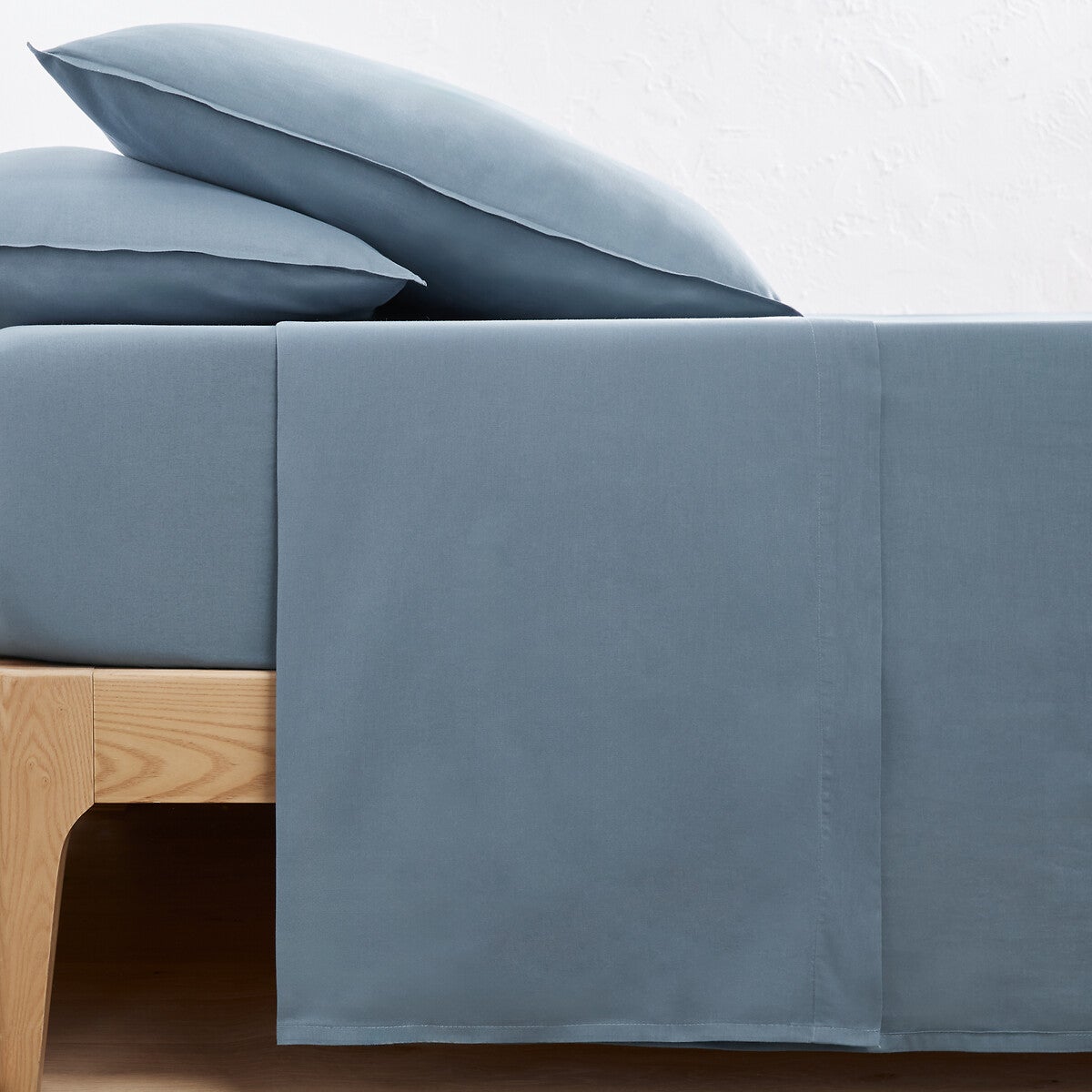 Drap plat uni en coton lavé, Scenario - Bleu Baltique - 150 x 250 cm | Leroy Merlin