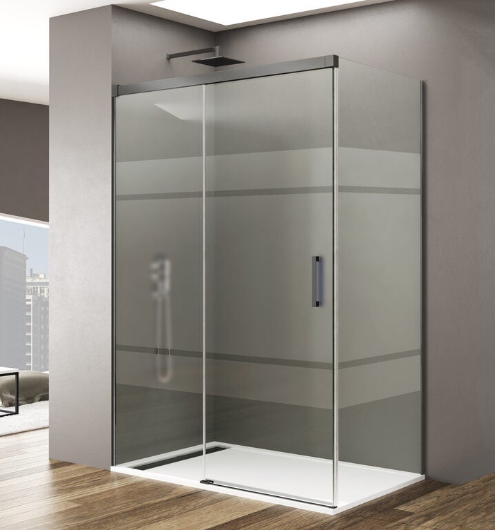 Paroi de douche frontale BASIC Fixe + Coulissante 100 cm + Latérale 80 ...