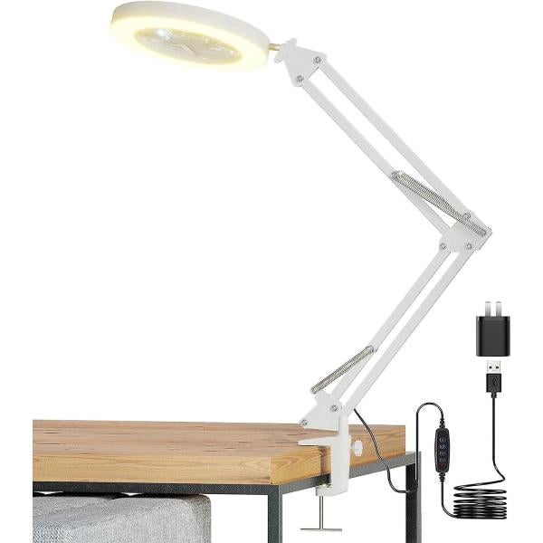 Lupa con clip de luz, lámpara de aumento regulable de 3 modos de color ...