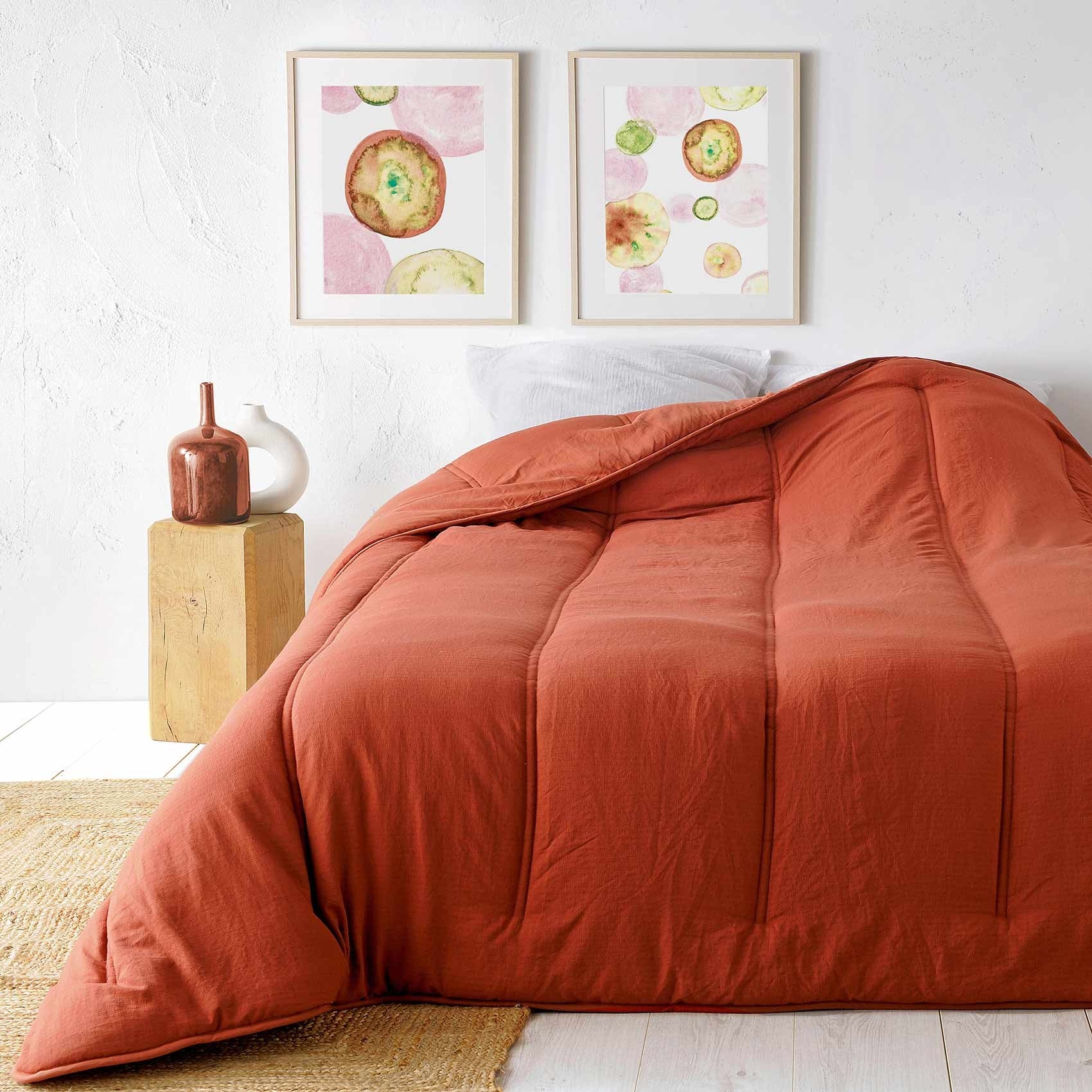 Jeté de lit uni - Terracotta - 180x240 cm - Polyester | Leroy Merlin