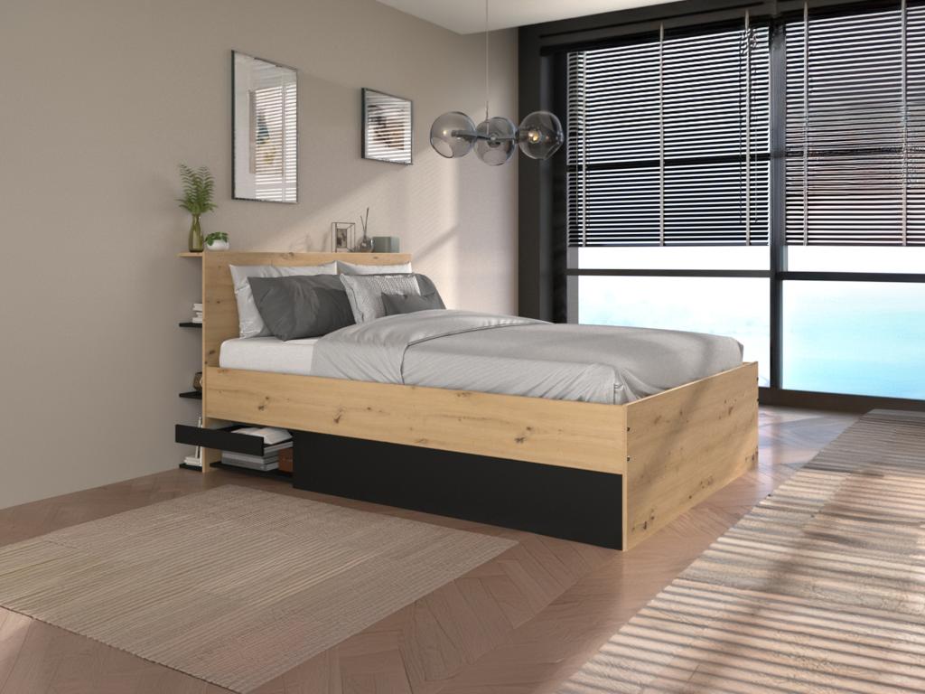 Canapé abatible 140 x 190 cm - Color: Natural y negro - RADANI | Leroy ...