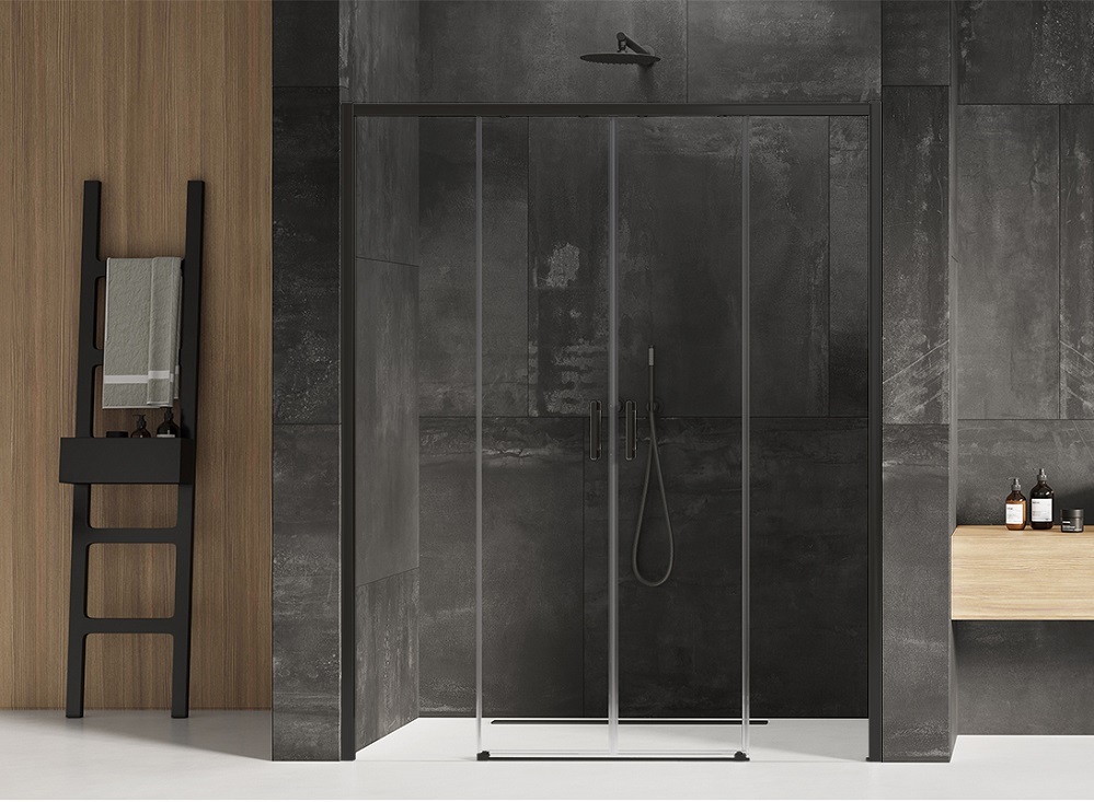 Porta doccia 200 cm nera scorrevole, 4 parti TENERIFE BLACK | Leroy Merlin