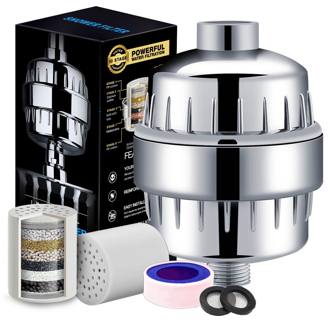 Acqua purifier soffione doccia 20 layers (two filtro sets) one built-in ...