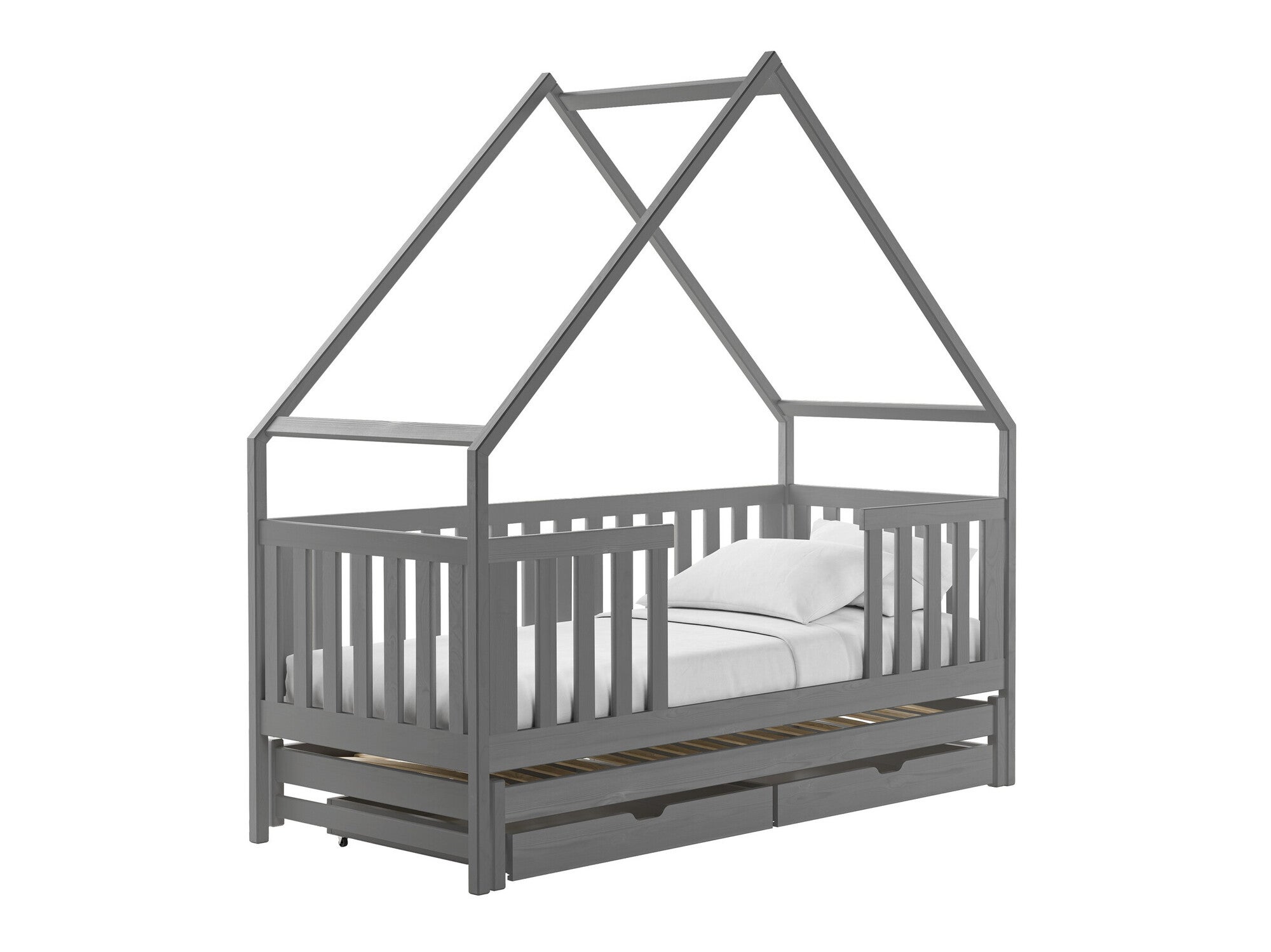 Lit Vista 115, Simple avec un lit gigogne supplémentaire, Gris, 90x190 ...