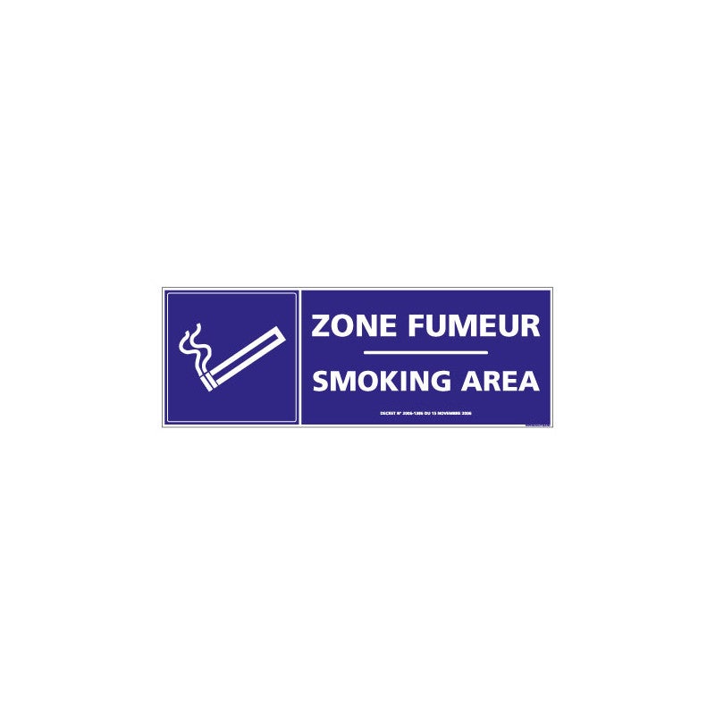 Visuel Zone fumeur / Smoking aera (N0161) 350 x 125 mm Matière PVC ...