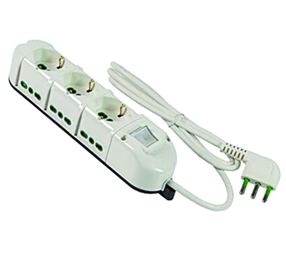 Multipresa 3 bip. + sch. + 6 bip. later. con int. linea retail triax ...