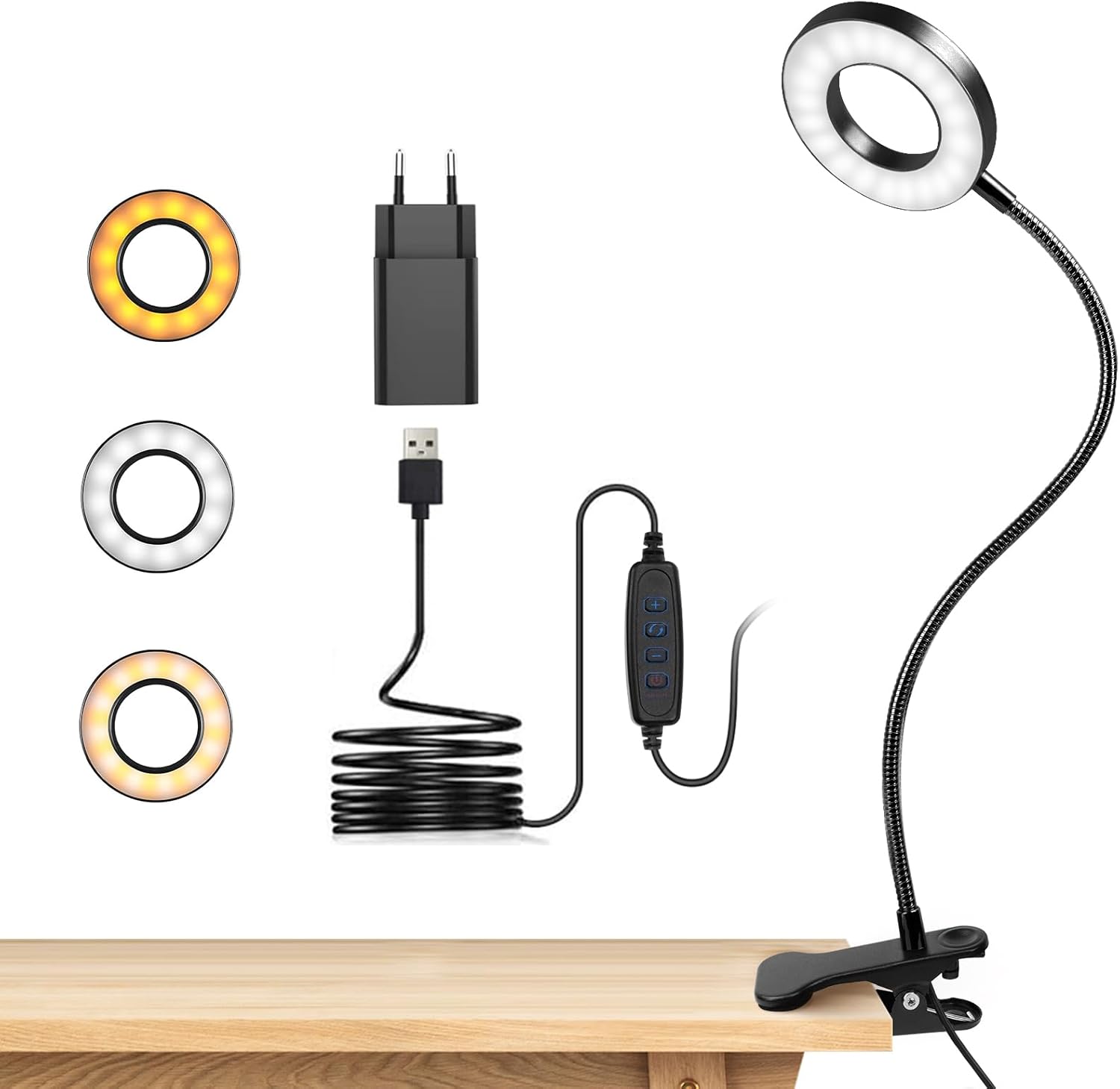 Lampe de bureau LED, lampe de lecture flexible à pince 360°, 3 modes d ...