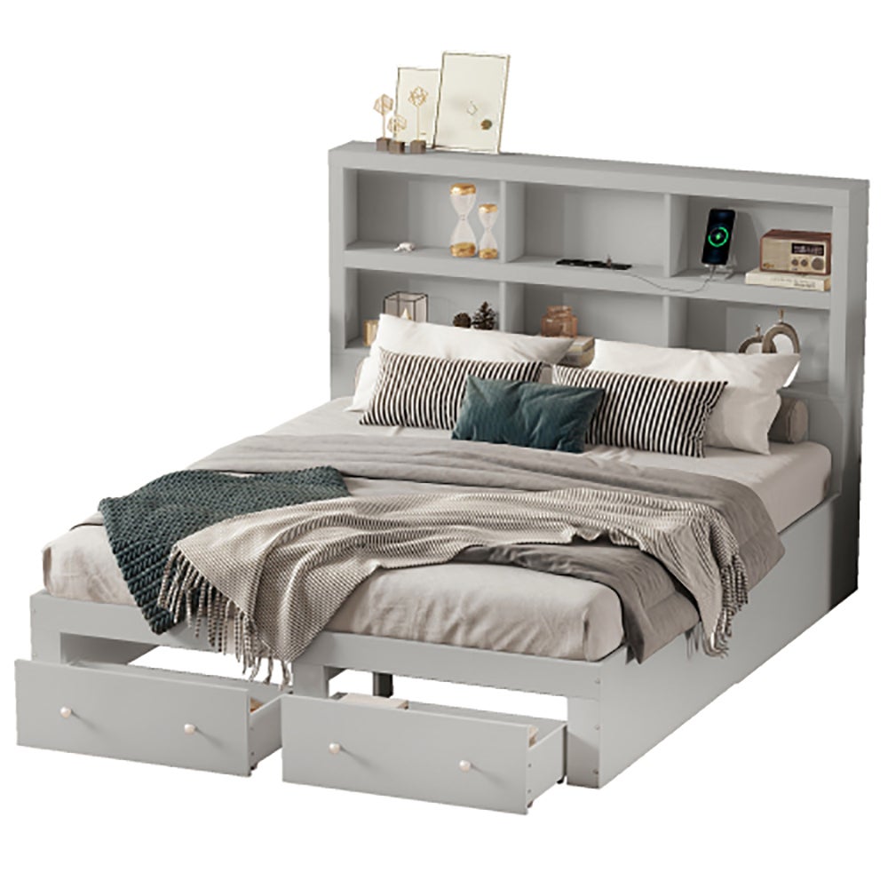 Lit adulte King size Lit double Lit 160x200 cm bois massif lit ...