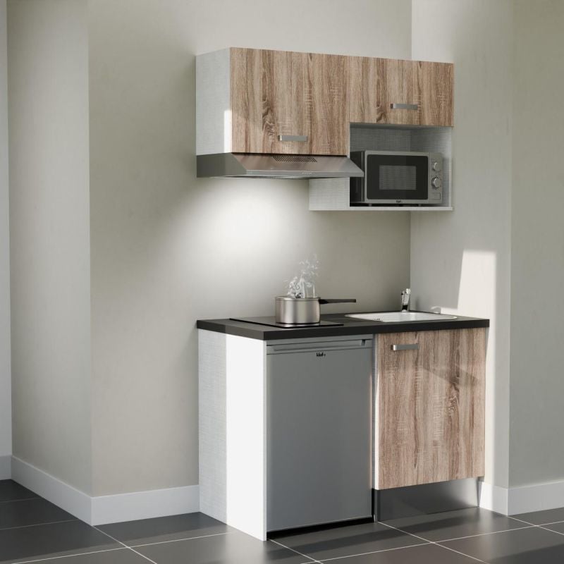 Kitchenette K02L-PT - 120 cm - plan stratifié, évier inox, - Façade ...