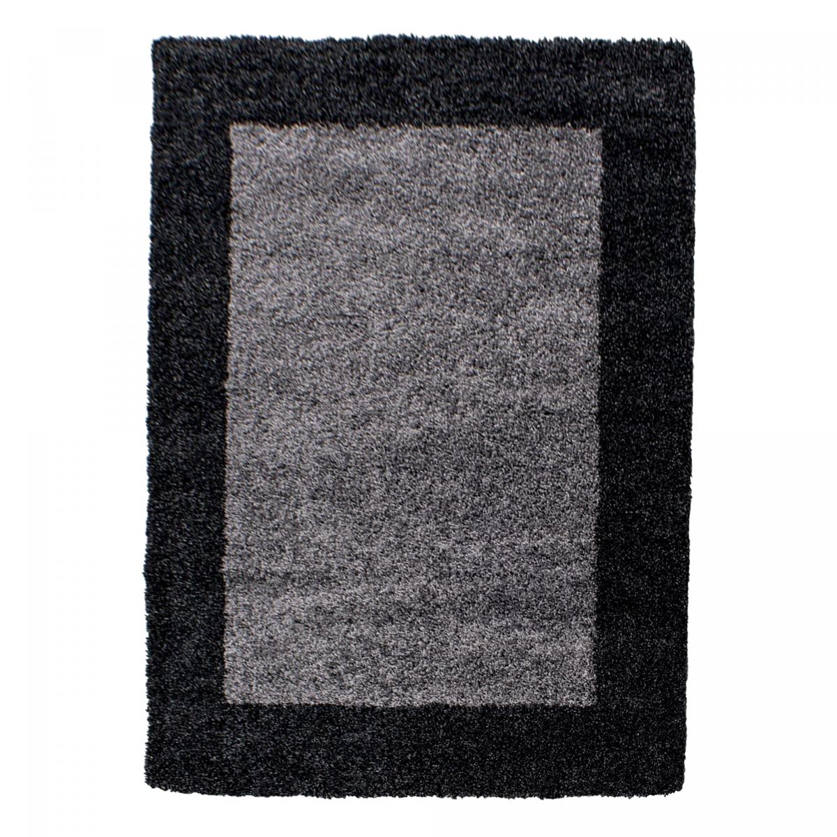 Tapis poils longs shaggy 160x230 rectangle tissé gris et anthracite | Leroy Merlin