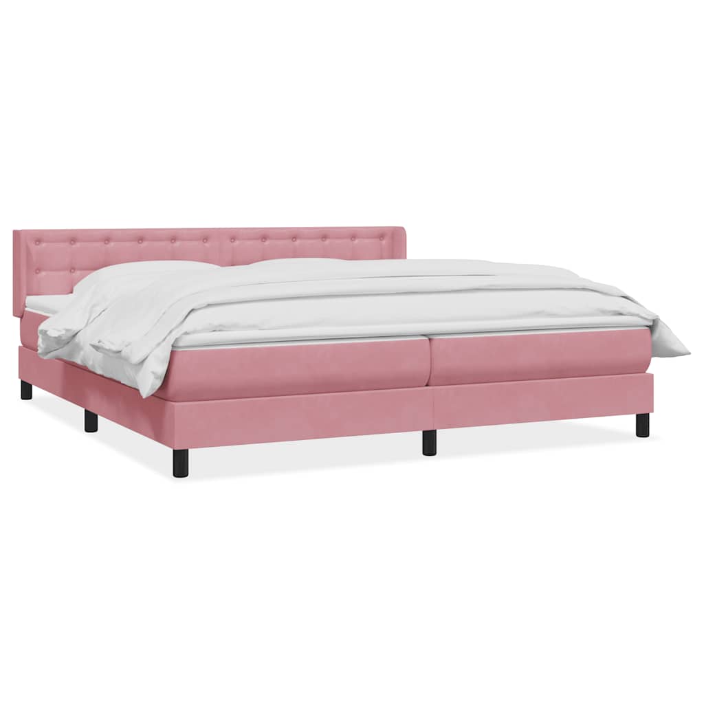 Cama box spring con colchón terciopelo rosa 200x220 cm | Leroy Merlin