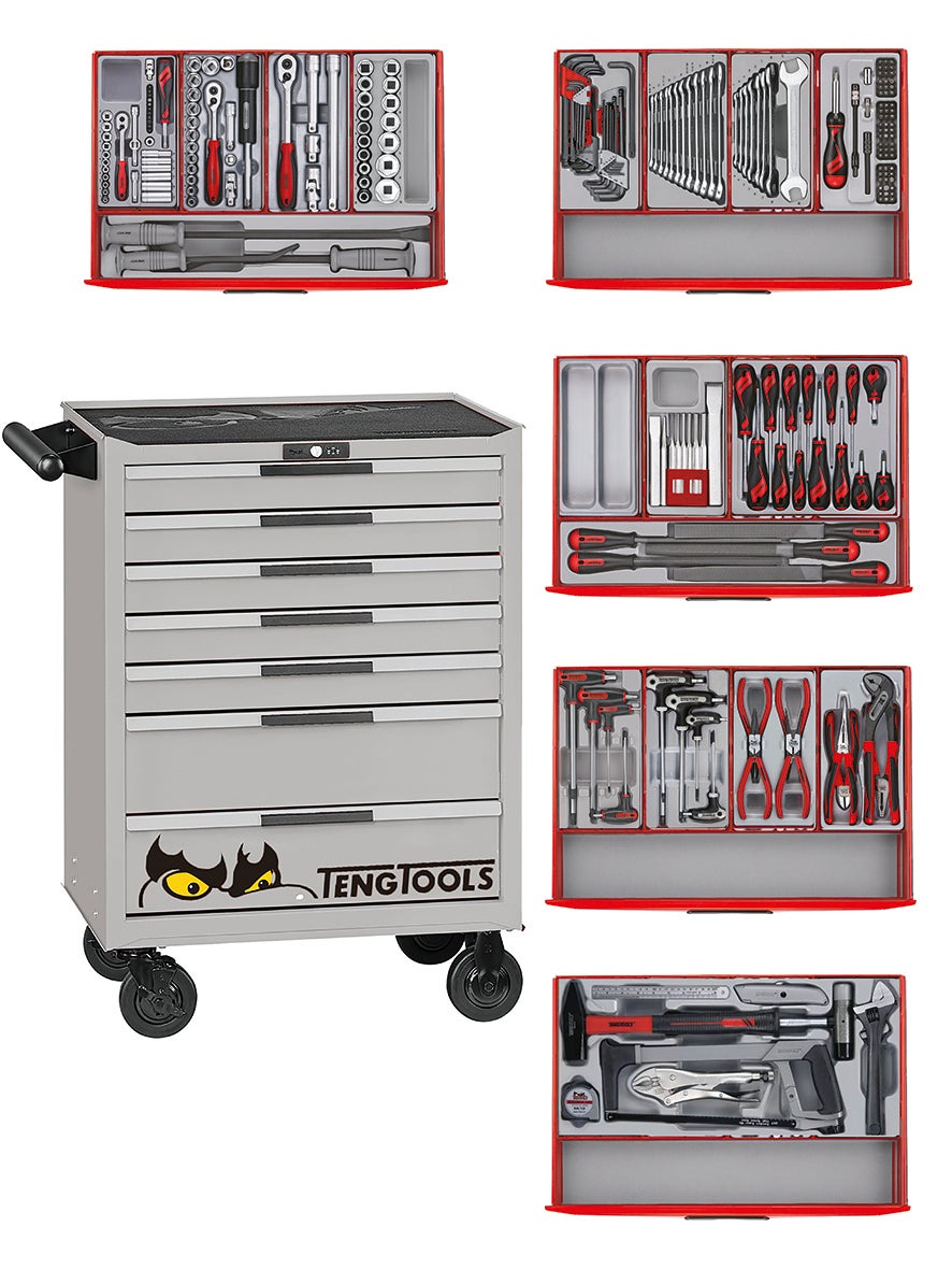 Servante silver mini master set 7 tiroirs Teng Tools TCMM259NS | Leroy ...