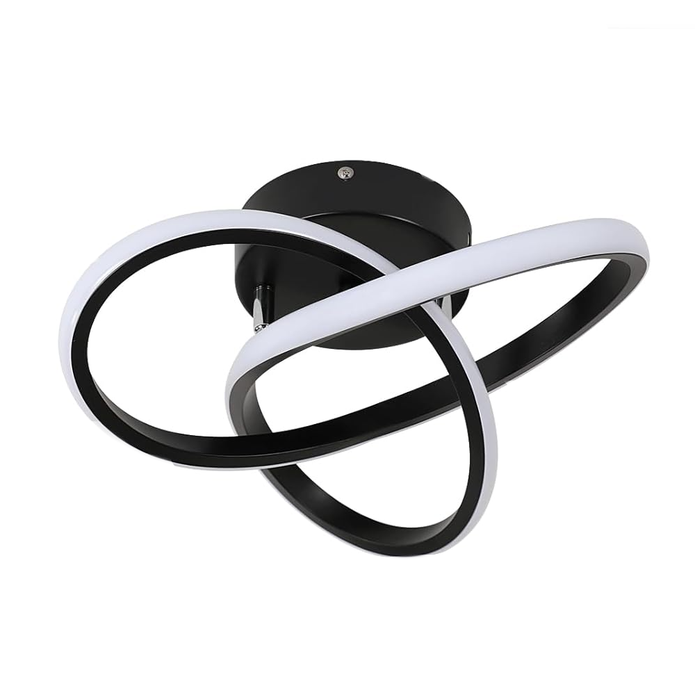 Plafonnier LED Clover en aluminium, noir 40*12cm, lumière chaude 3000K ...