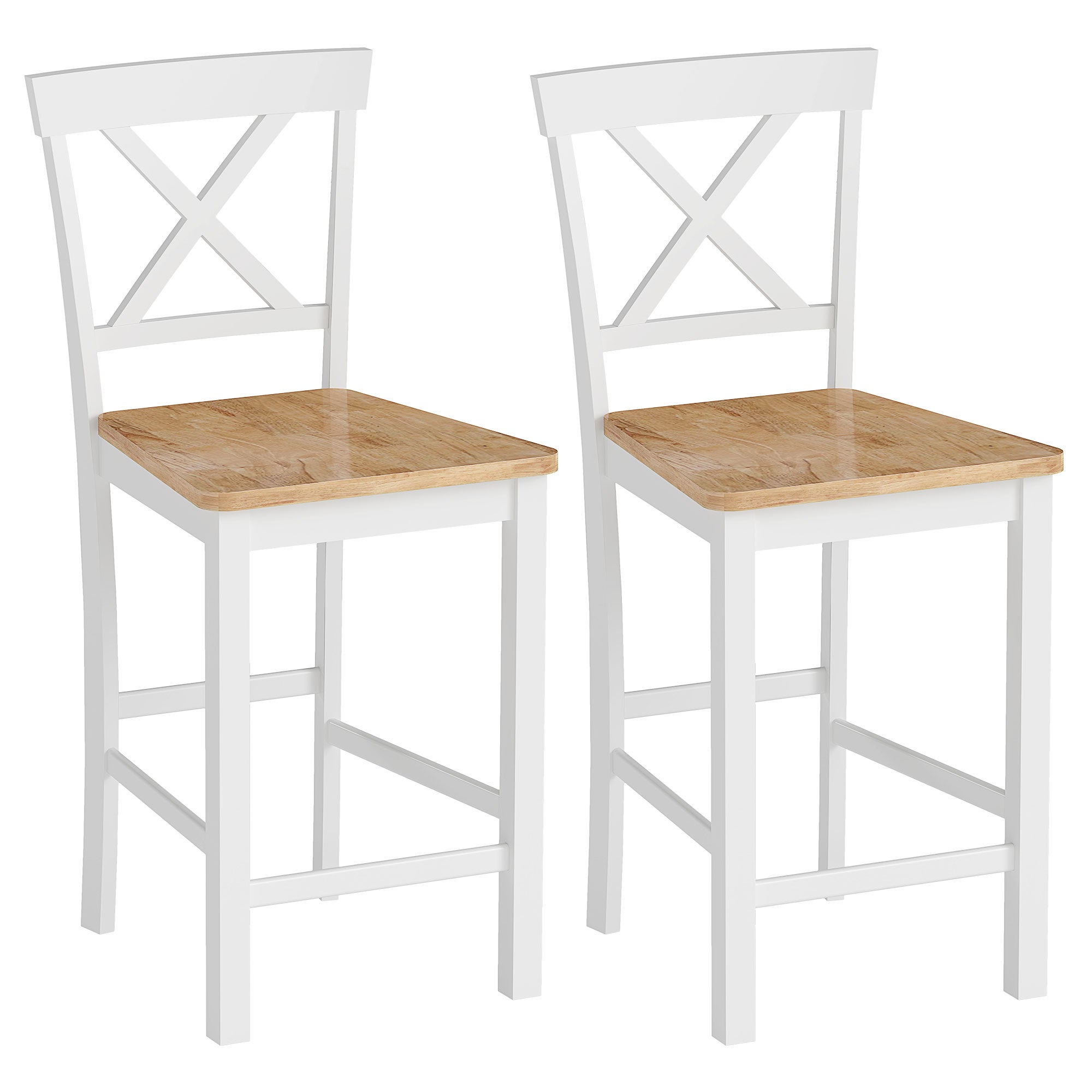 Ensemble de deux tabourets de bar, avec dossier et repose-pieds, en ...