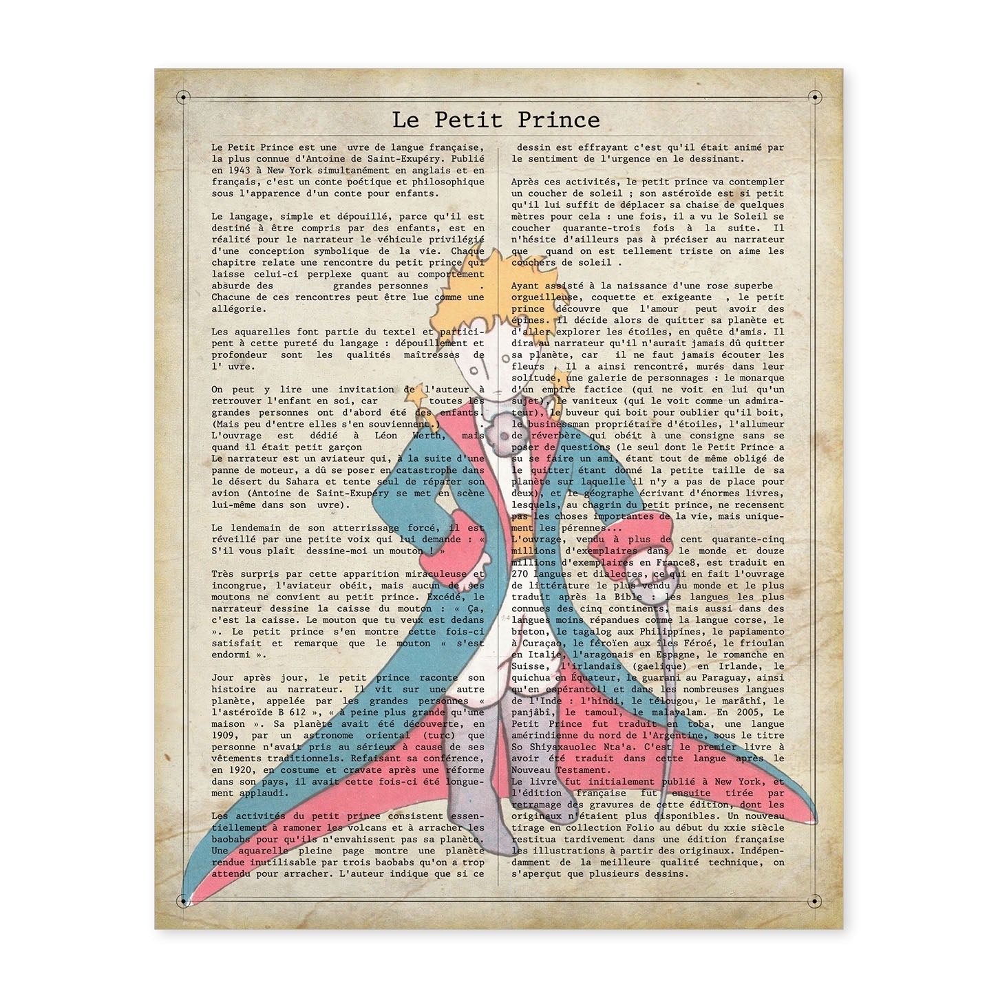 Poster Del Principito Para Ninos Pequenos. Lamina De Principito Con ...
