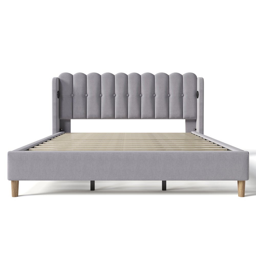 Lit adulte 180x200 cm Lit rembourré lit double avec USB Type C cadre de ...