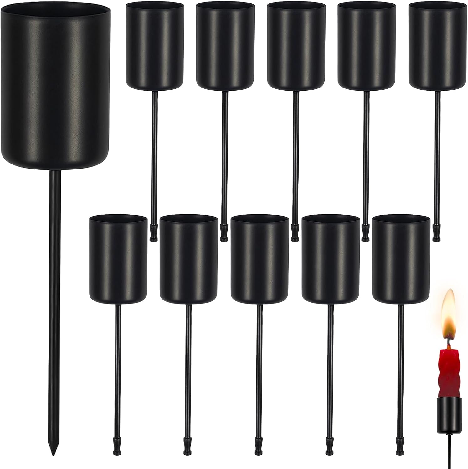 Juego de 10 candelabros de Adviento, candelabros adhesivos negros ...