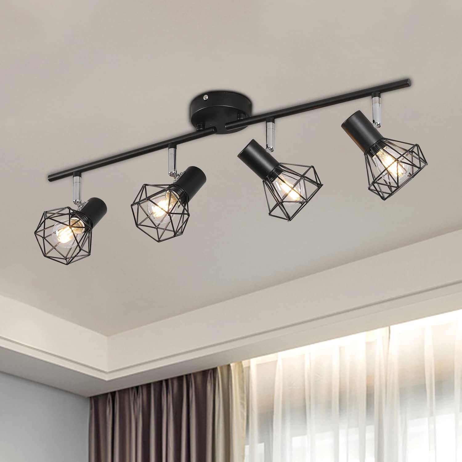 Foco LED de 4 cabezales – Luz cálida, diseño perforado, adecuado para ...