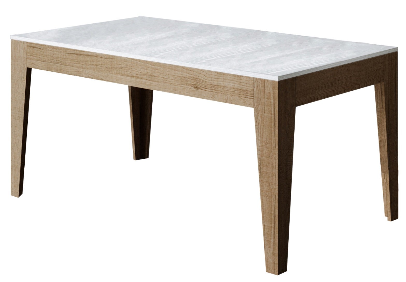 Table rectangulaire extensible 160-220cm bois clair et blanc Mixa ...