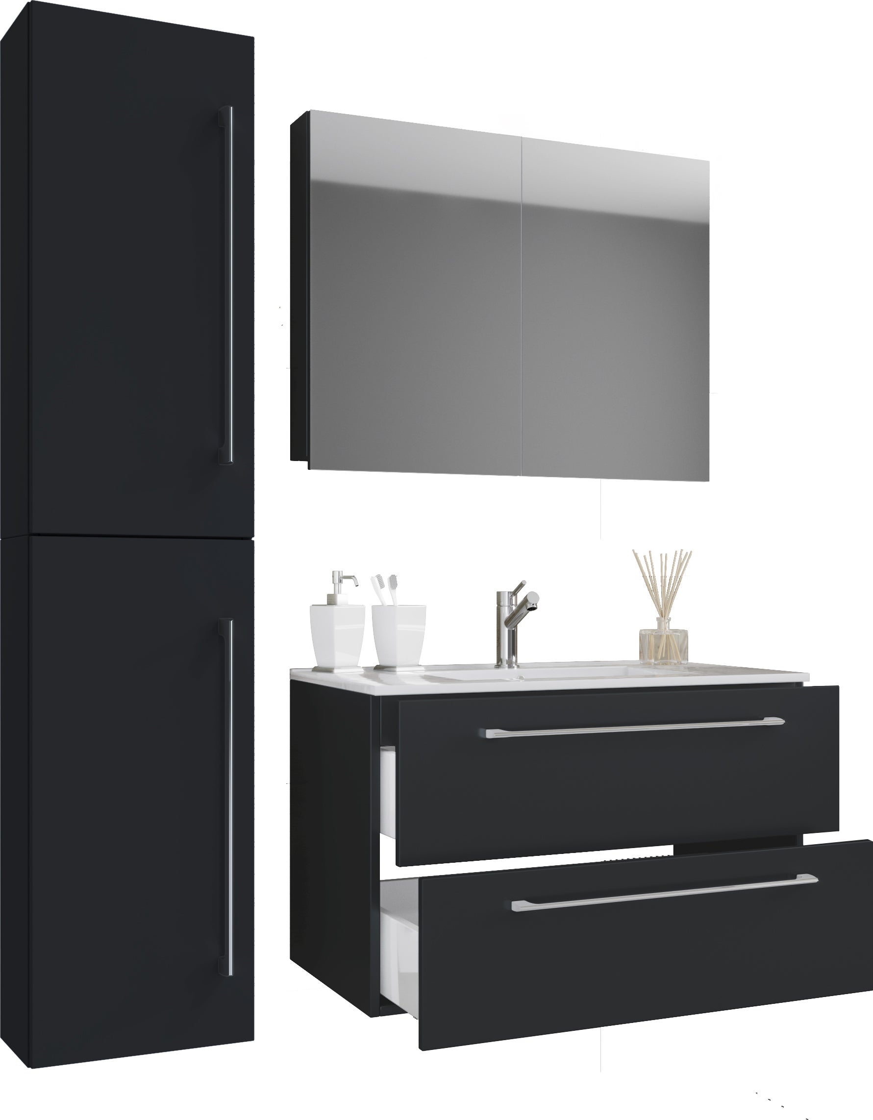 Meuble bogue, lavage Badinos H. 151 x L. 113 x P. 46 cm Noir | Leroy Merlin