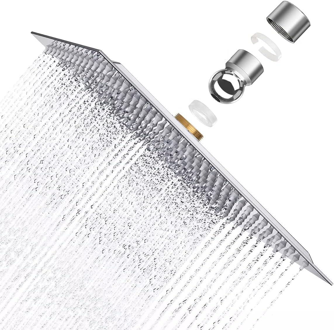 Ducha de lluvia, ducha cuadrada fija, acero inoxidable SS304 ultrafino ...