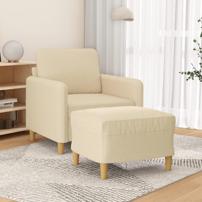 Sillón con taburete tela crema 60 cm vidaXL | Leroy Merlin