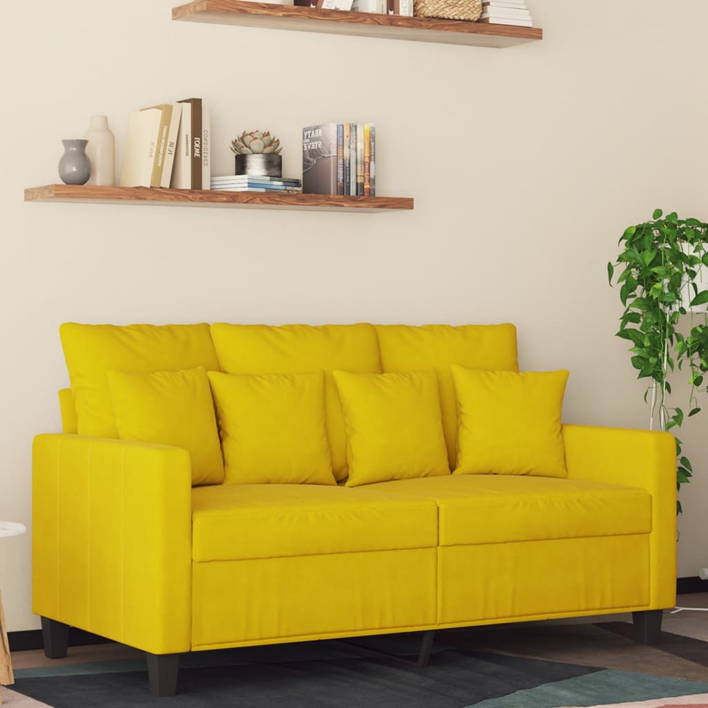 Sofá de 2 plazas terciopelo amarillo 120 cm - COMFORTXL | Leroy Merlin
