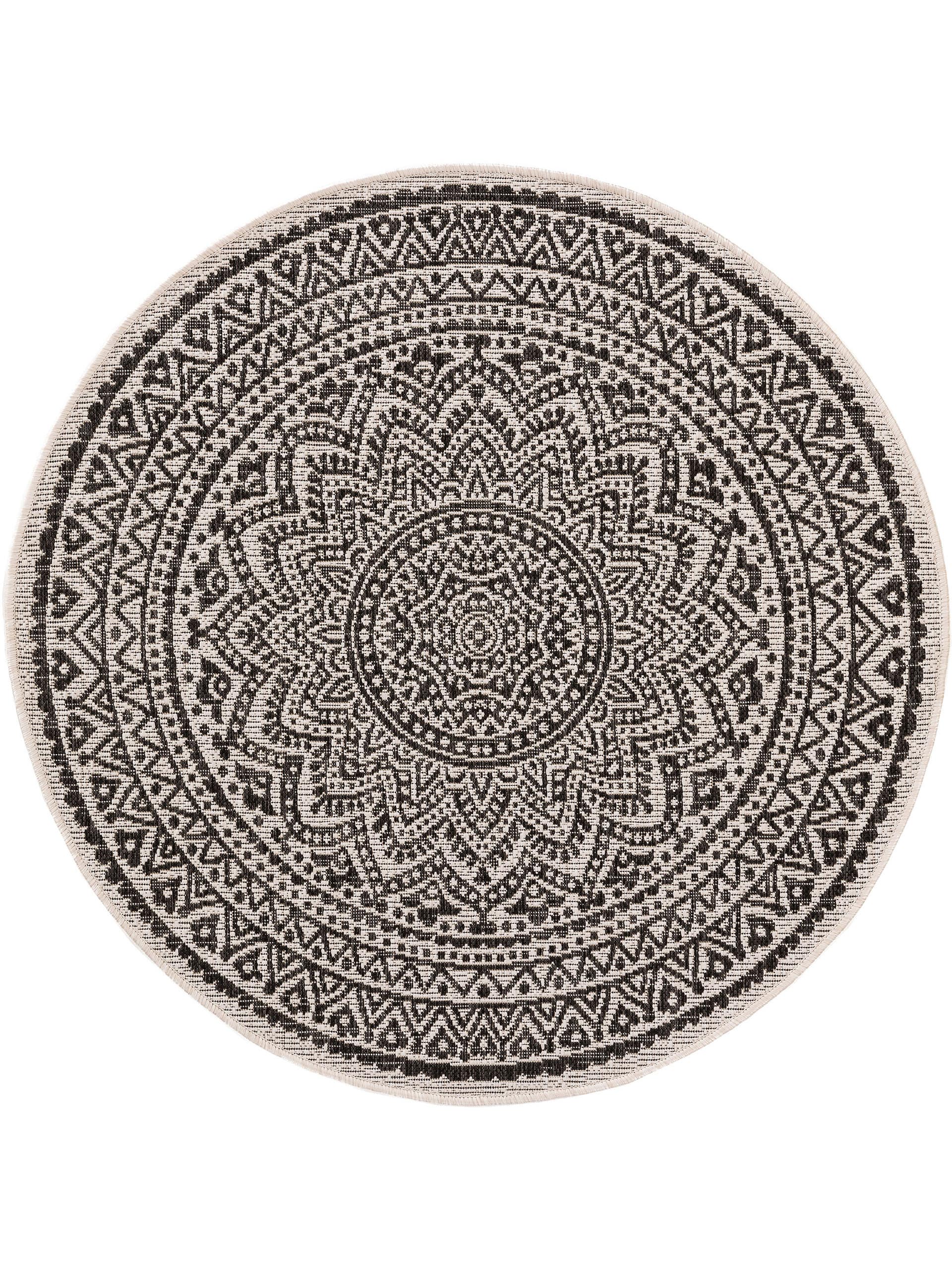 BENUTA - Alfombra de exterior & interior redonda Cleo blanco y negro ø ...
