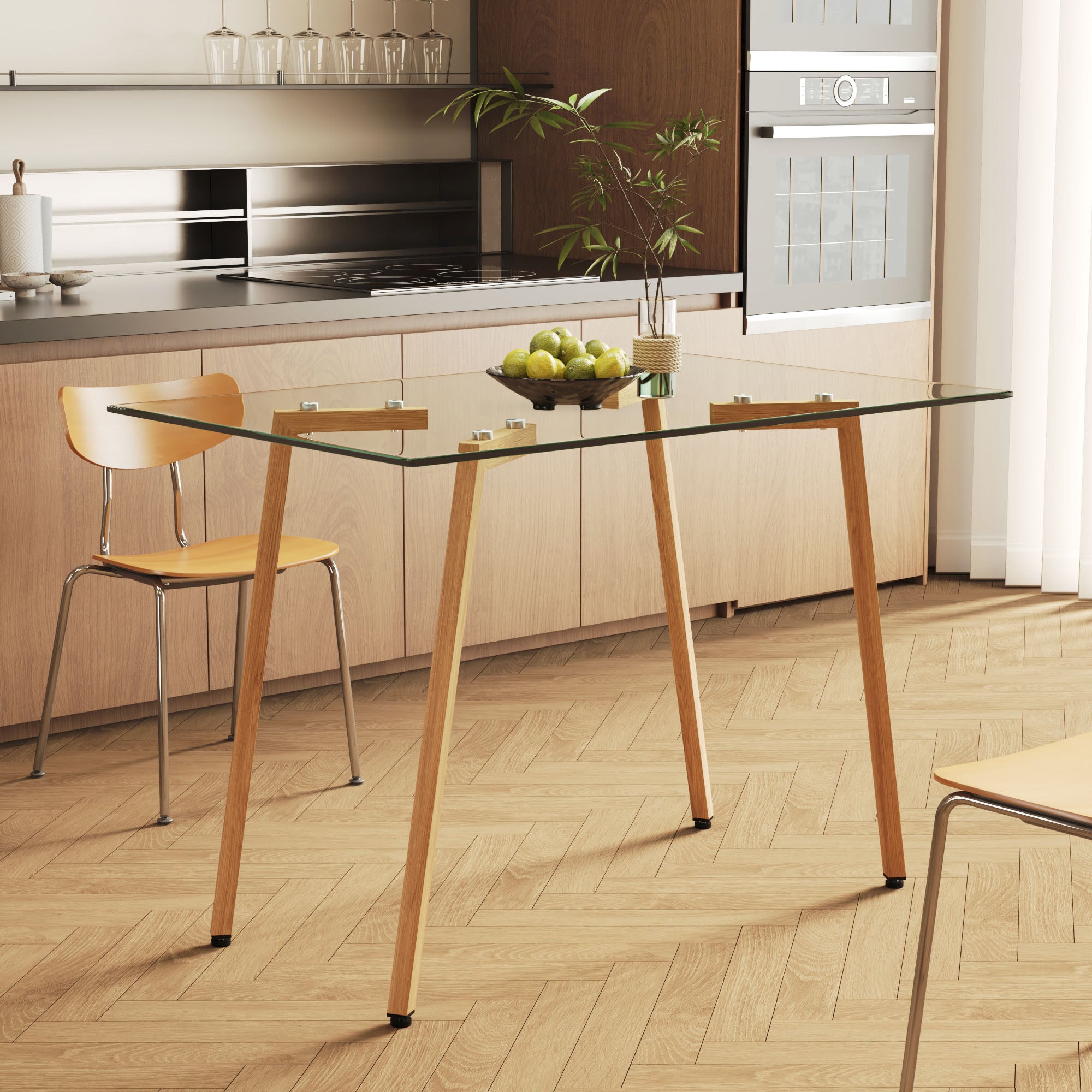 Table rectangulaire moderne en verre, 110 x 70 x 75 cm, verre trempé de ...