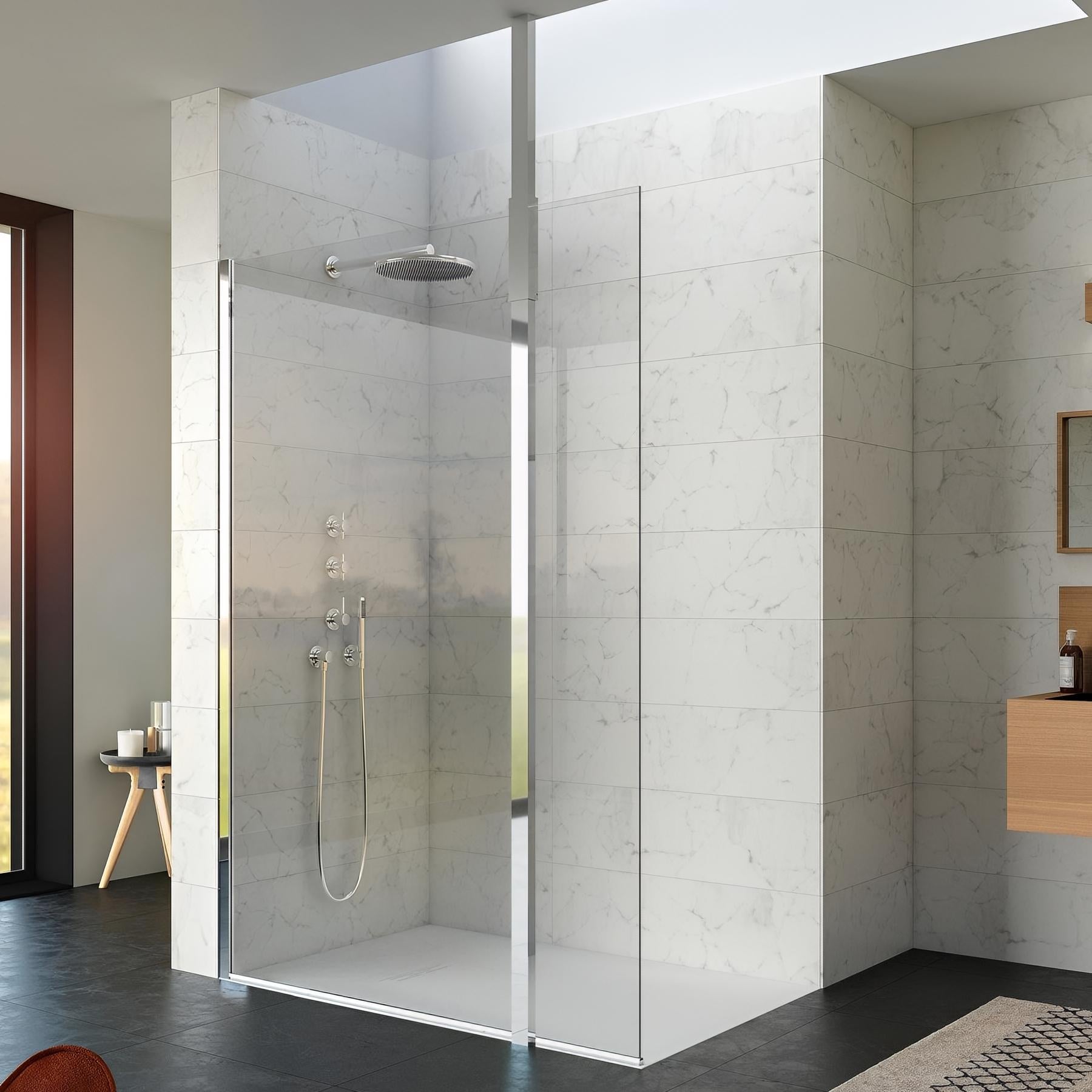 Kinequartz Pared de ducha fija sola anchura 110 cm altura 200 cm vidrio ...