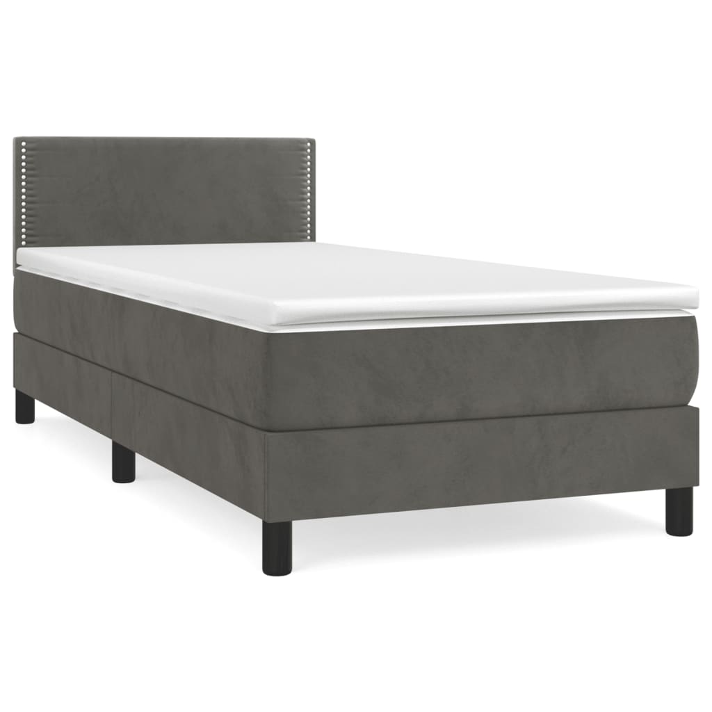 Lit Adulte | Lit simple | Sommier à lattes de lit et matelas Gris foncé ...