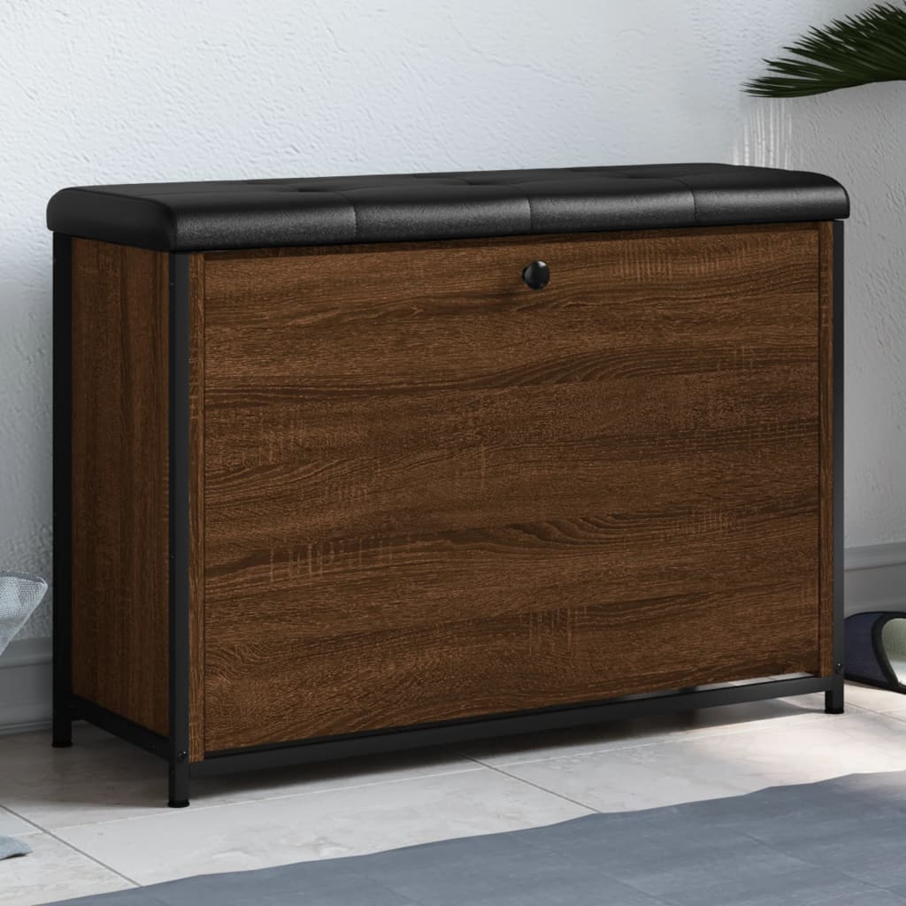 Banc à chaussures avec tiroir rabattable chêne fumé 82x32x56 cm | Leroy ...