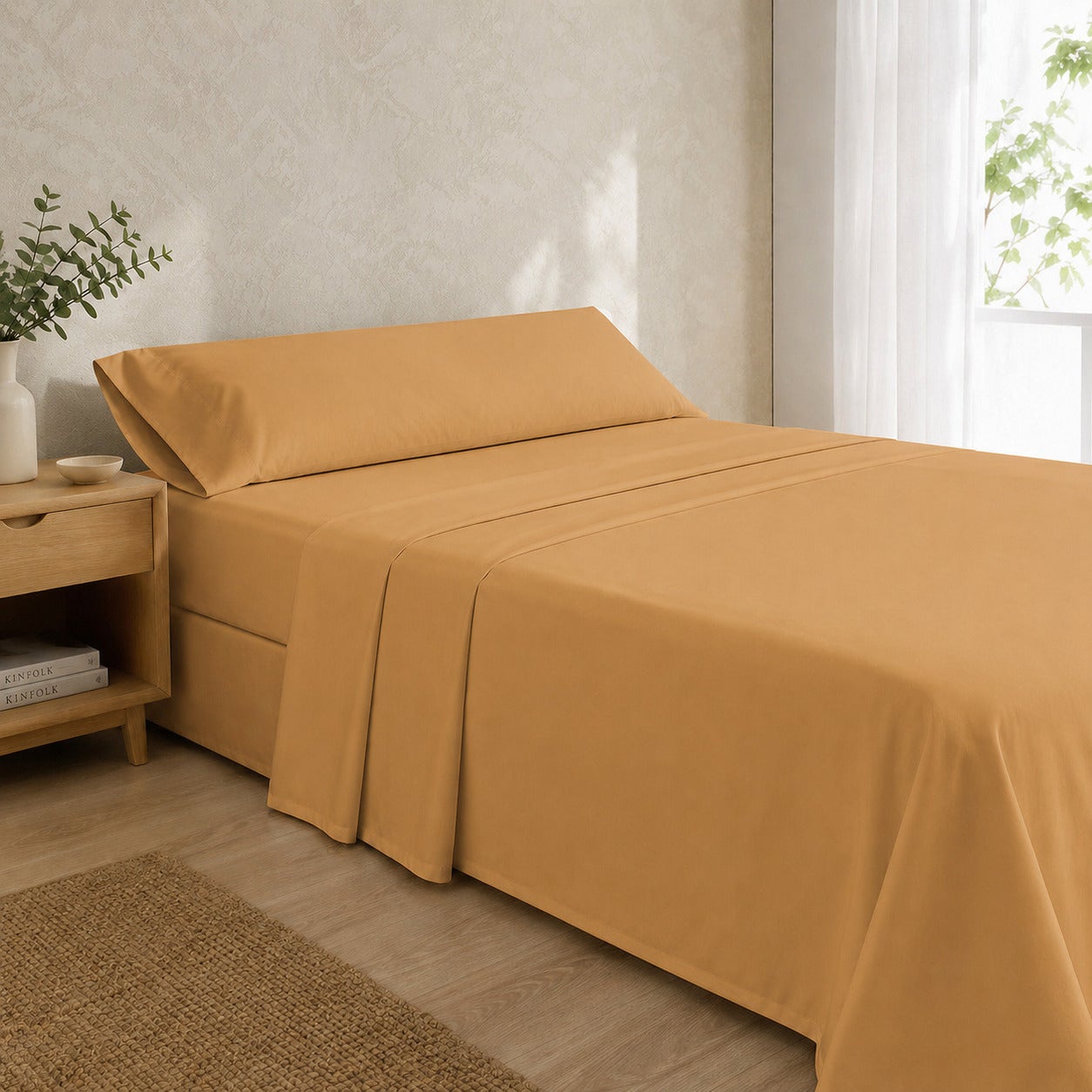 Set di Lenzuola Ocra Letto da 135cm 144 Fili Donegal Collections ...