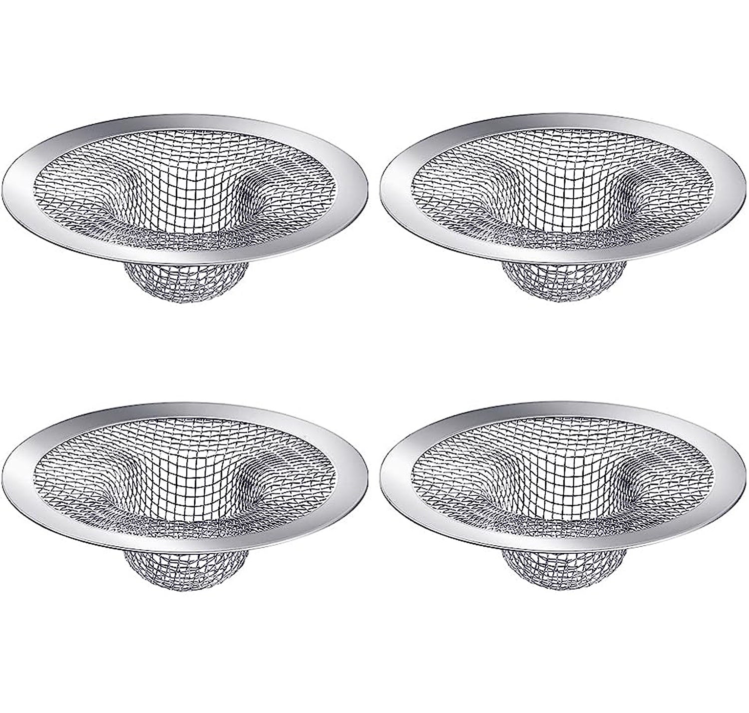 Lot de 4 crépines à cheveux, crépine en acier inoxydable pour évier ...