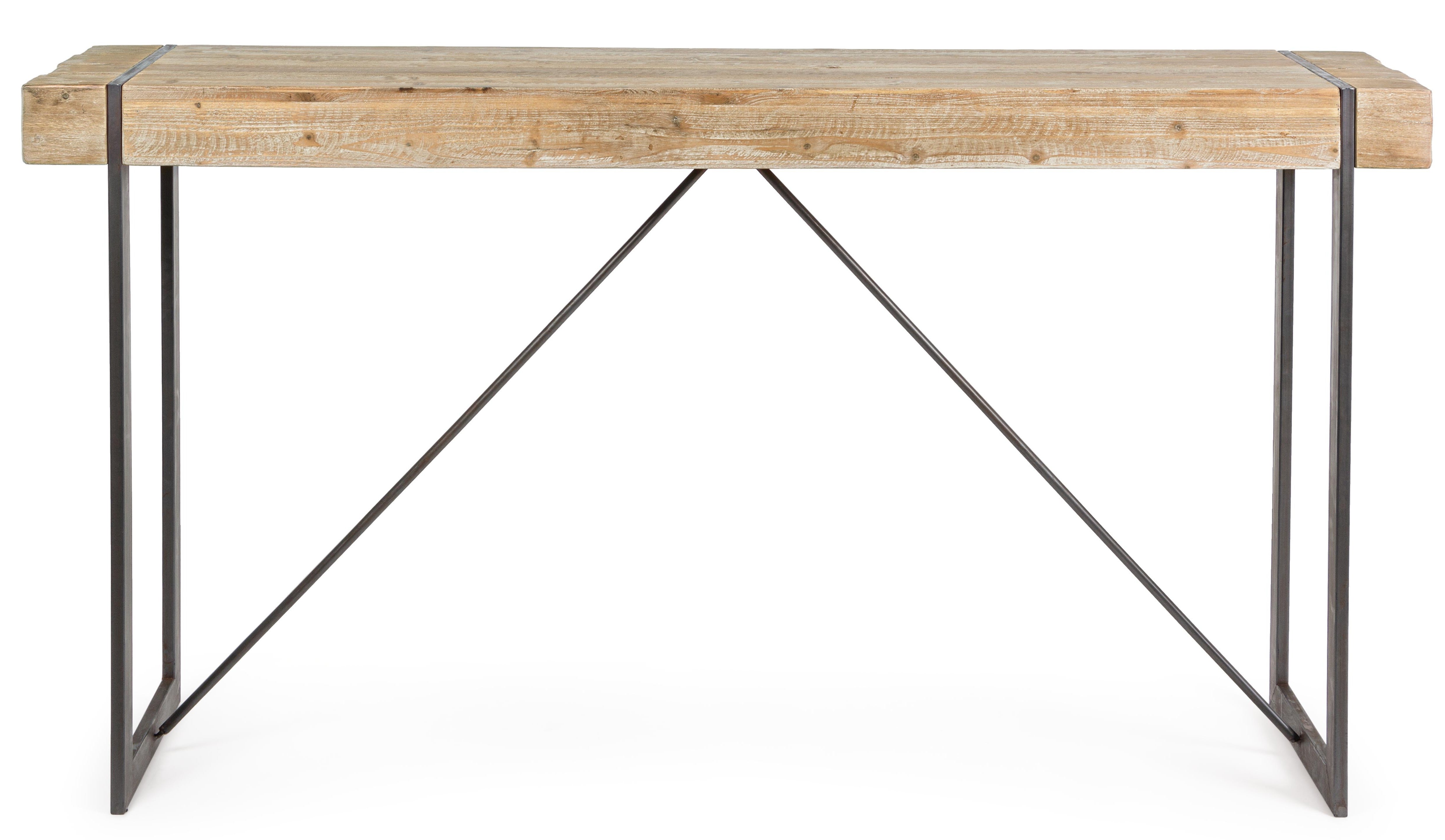 Console bois de sapin et pieds acier noir Garty 200cm | Leroy Merlin