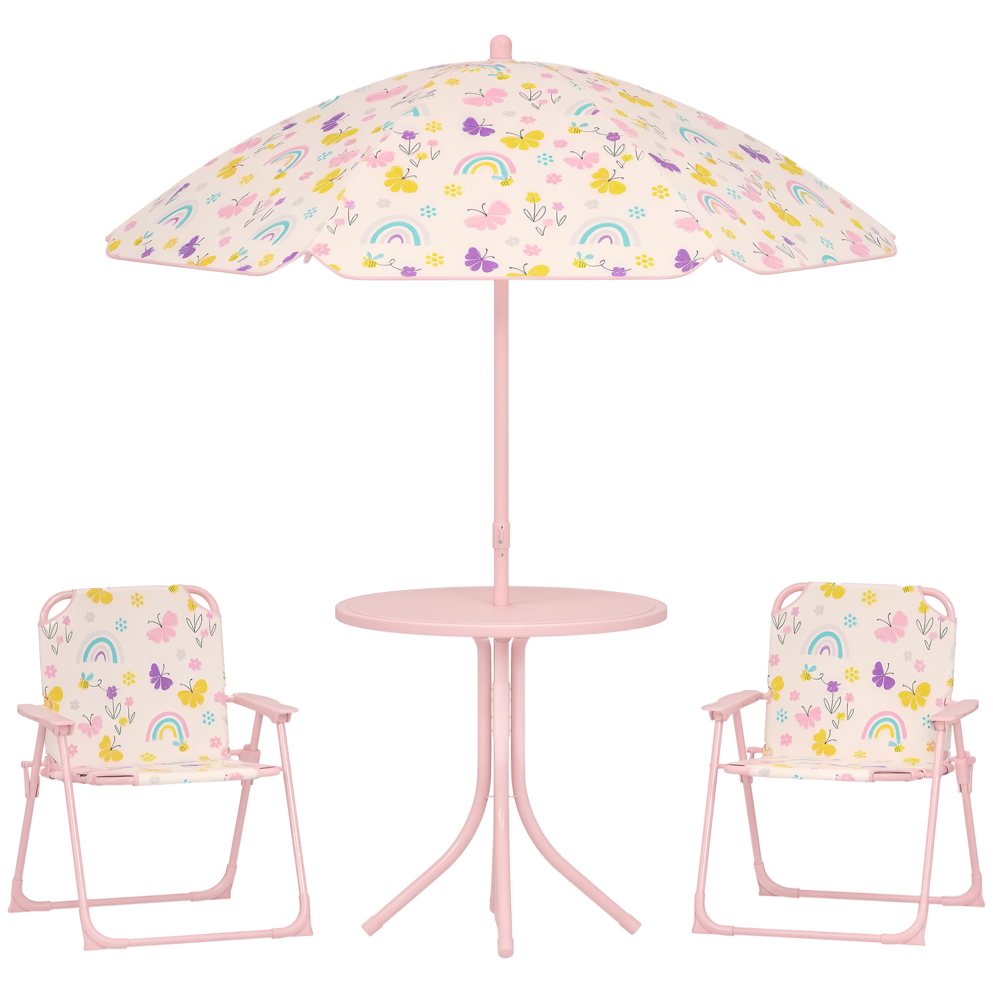 Ensemble jardin enfants 2-5 ans table ronde 2 chaises pliantes parasol ...