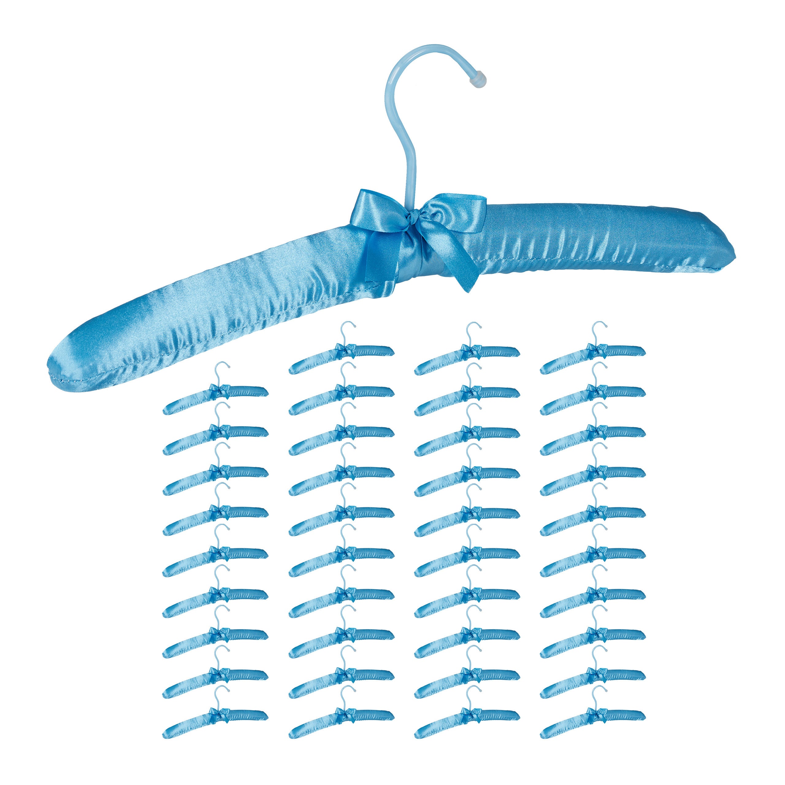 Pack de 40 Perchas Forradas de Raso con Lazo Decorativo, Madera-Tela ...