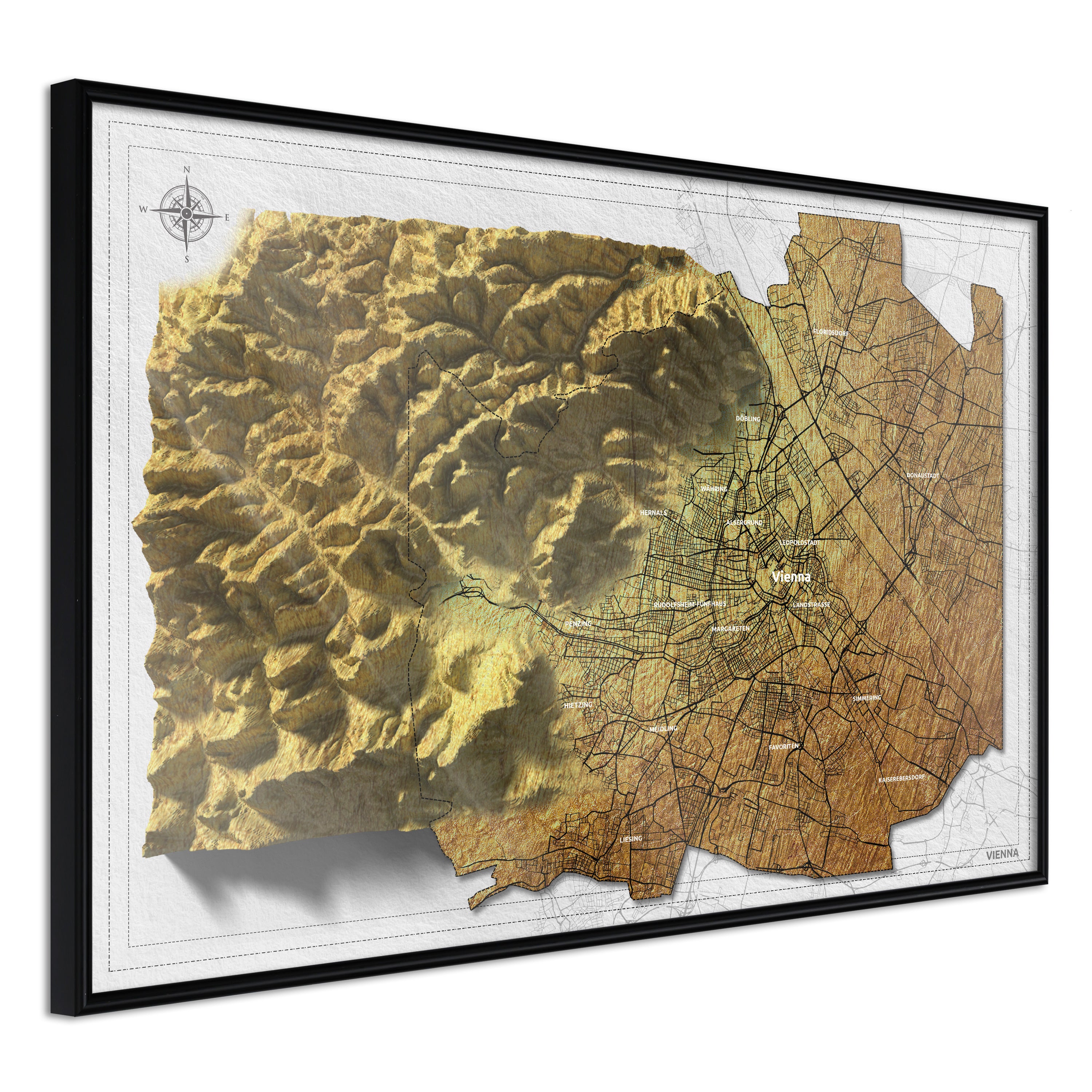 Poster et affiche - Raised Relief Map: Vienna - 90x60 | Leroy Merlin