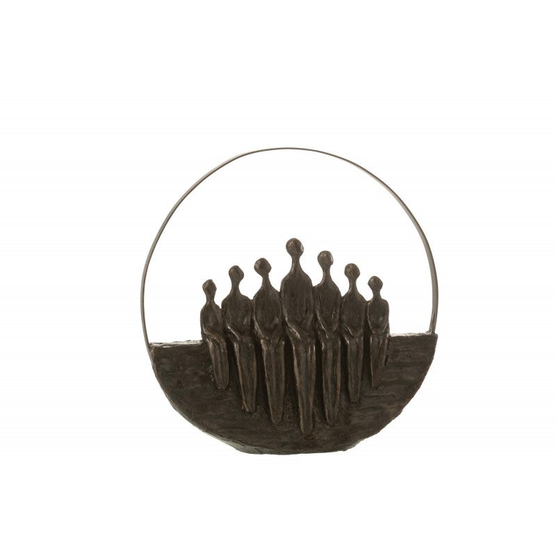 Figurine de 7 personnages assis dans cercle en résine brun 30x8x30cm ...