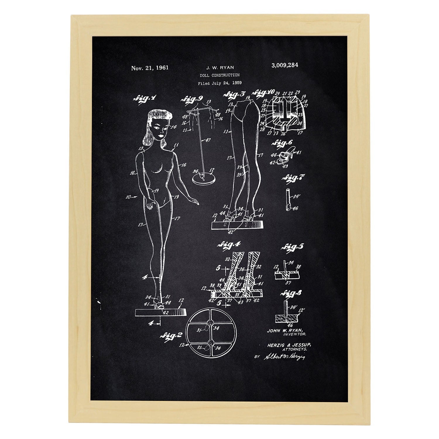 Child Muneca Patent Affiche. Lémina Avec Old Patent Design Clean Cadre ...