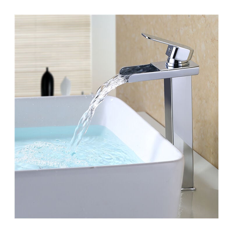 Robinet Cascade Lavabo Salle de Bain - Mitigeur Bec Haut en Acier Inox ...
