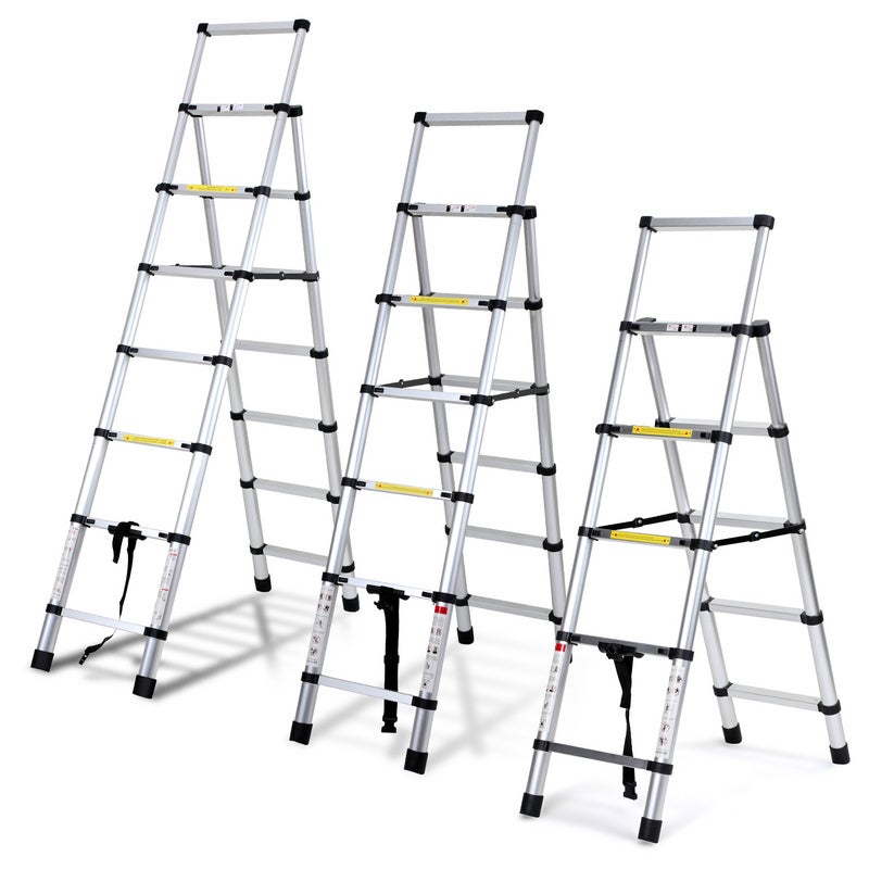 Escabeau 6 marches telescopique, Echelle telescopique 2,0 +1,7m ...