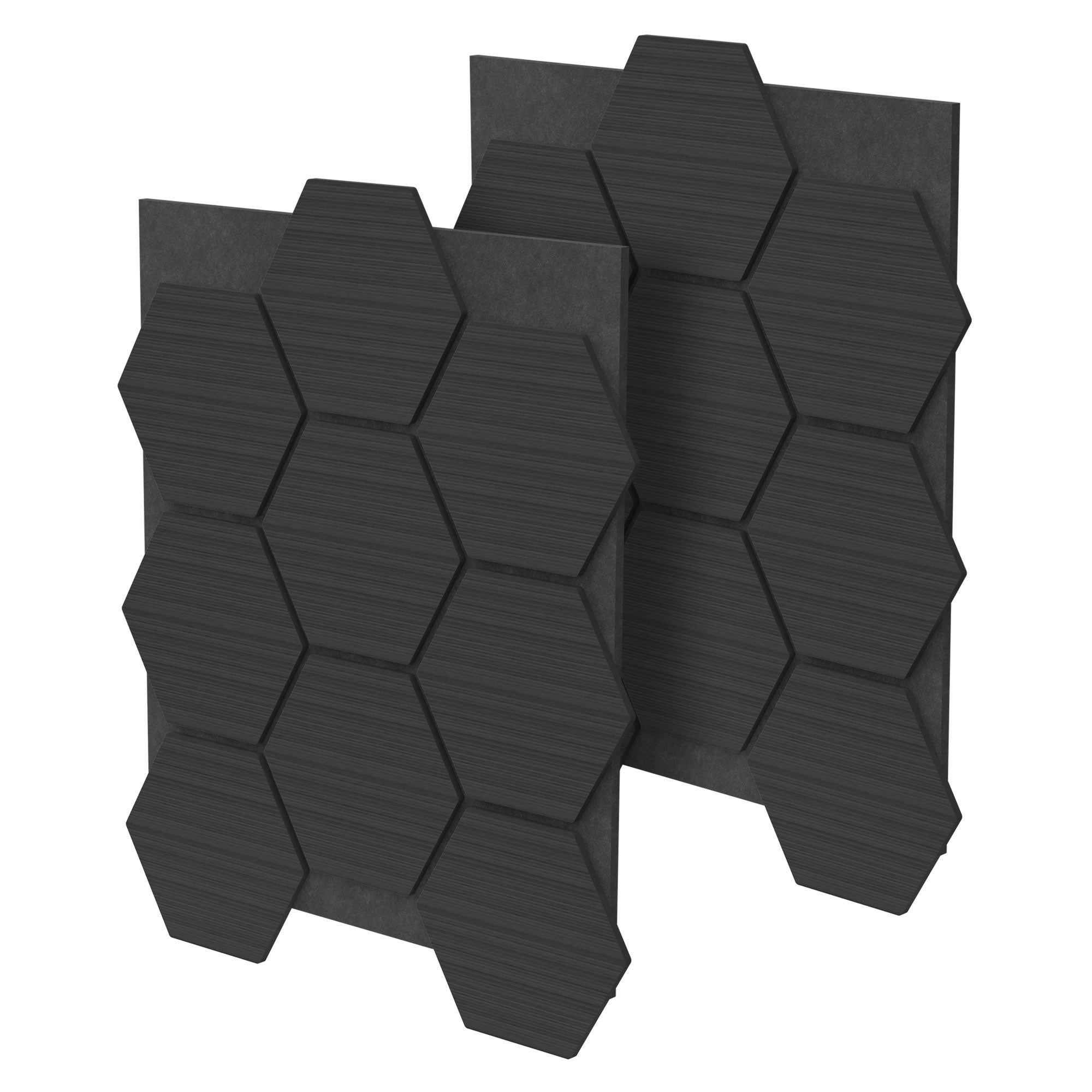 Lot de 2 panneaux acoustiques 66x81x2cm 1m² motif bois noir hexagonal ...