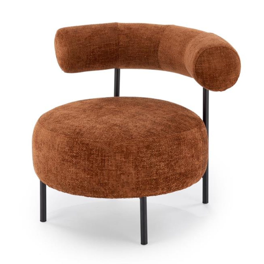 Silla redonda retro Roby en tejido canela | Leroy Merlin