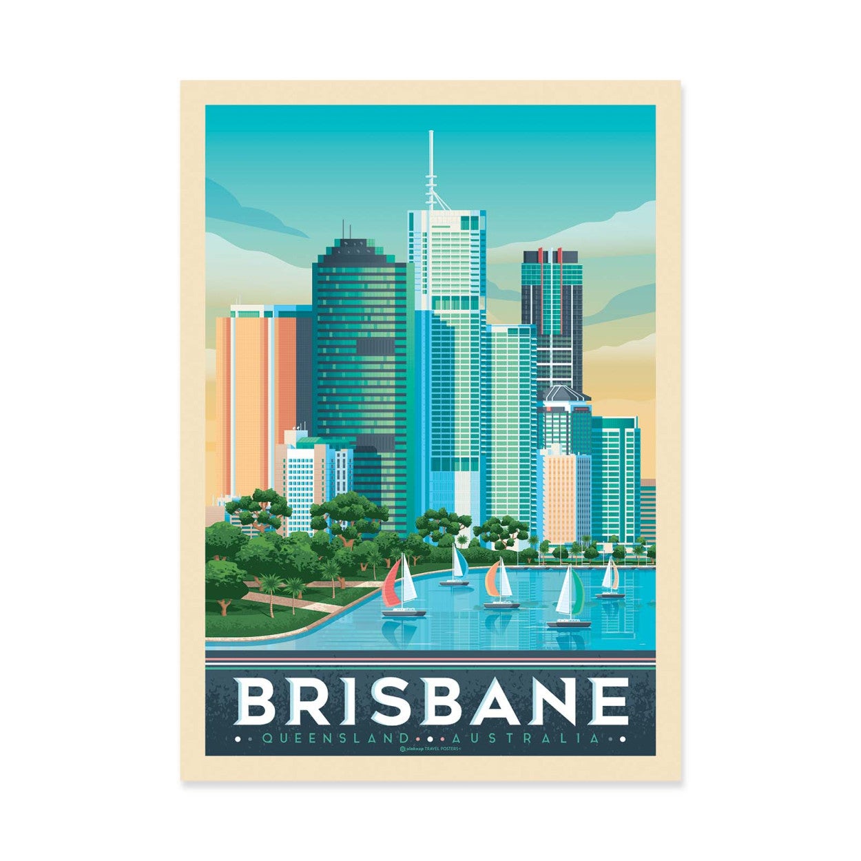 Cartel de arte 50x70 cm - Brisbane - Olahoop Travel Posters | Leroy Merlin