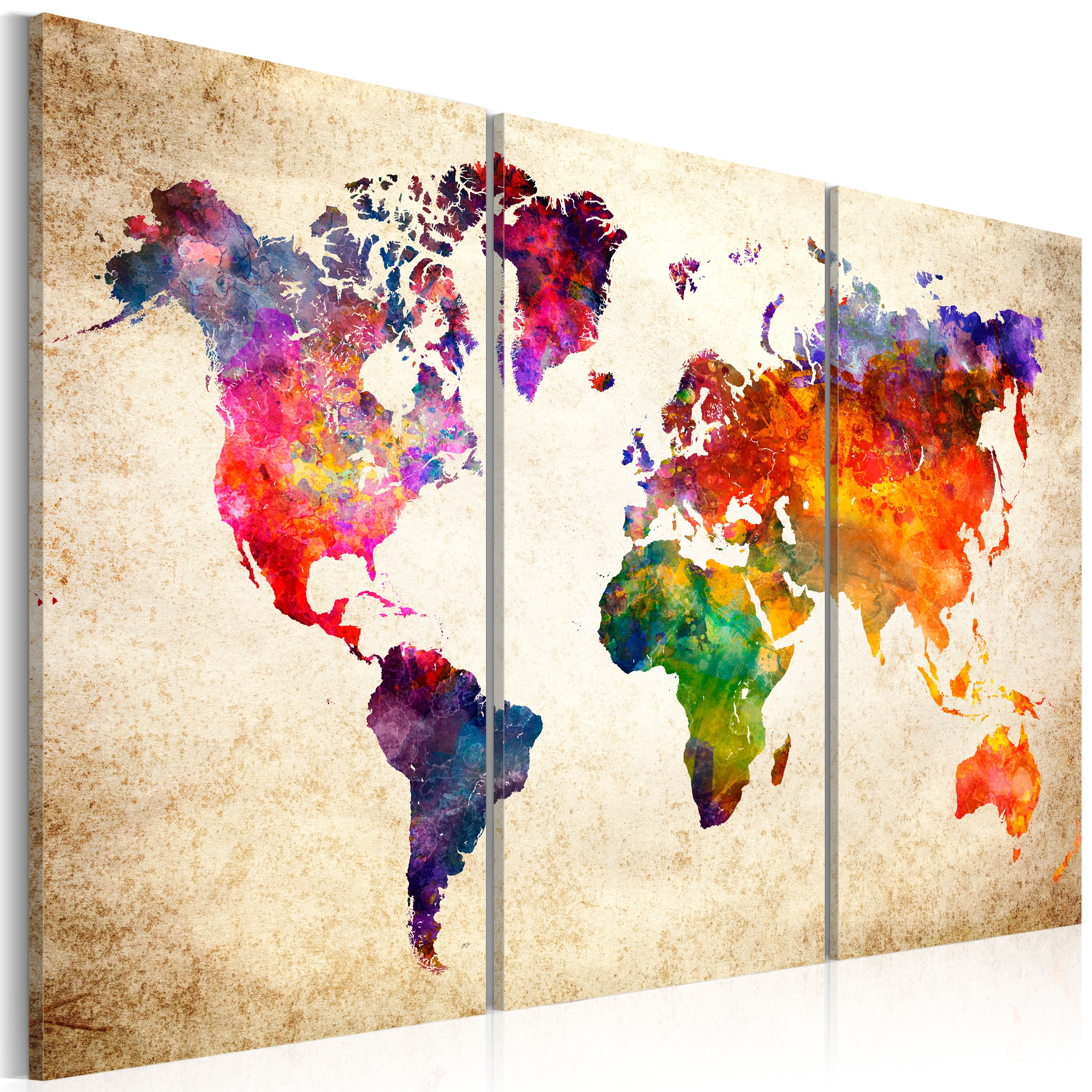 Tableau - The World's Map in Watercolor [60x40] | Leroy Merlin