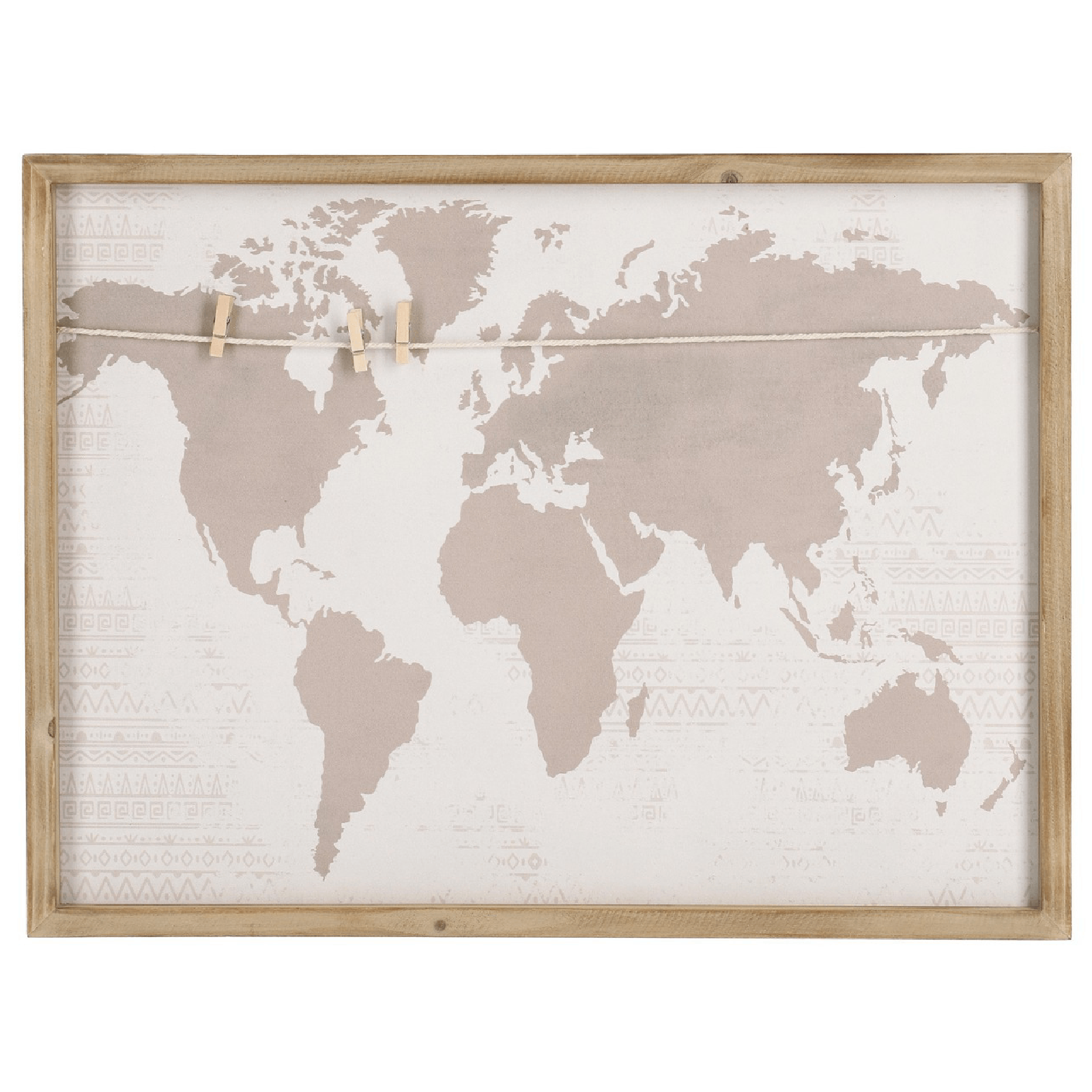 Bacheca memo mondo 45 x 60, struttura in mdf, retro e clip in legno di ...