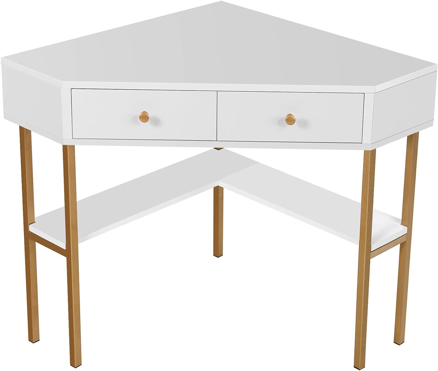 Bureau d’Angle en Forme de L au Design Moderne avec 2 Tiroirs, étagère ...